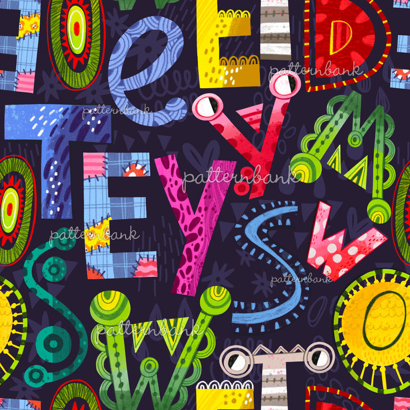 Fun Vintage Letters by Marusha Belle Seamless Repeat Royalty-Free Stock ...