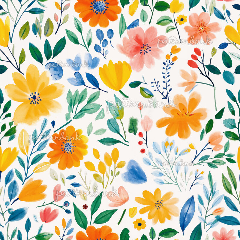 Cute Watercolor Floral Seamless Patterns by Z&Y Design Studio Seamless ...